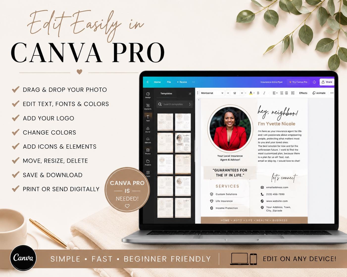 Editable Canva Flyer Template | Insurance Agent | Real Estate ...