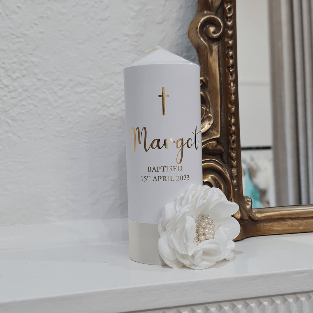 Handmade 100% Wax Baptism Candle Non-fragrant Communion Candle With ...