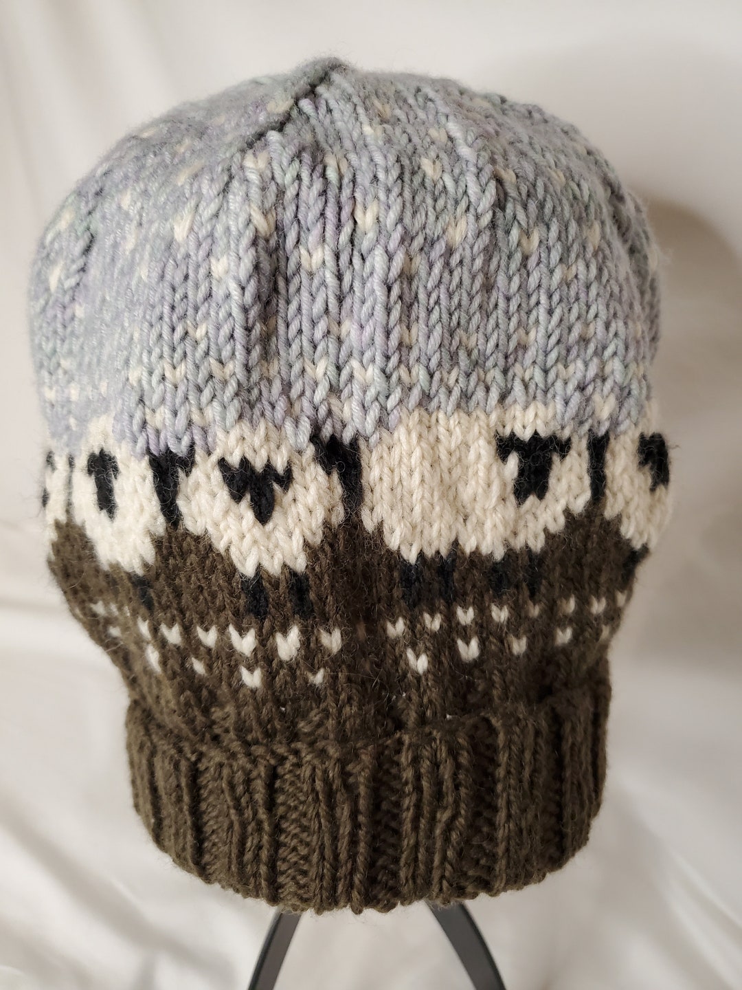 Sheep Design Hat in Grey and Green. - Etsy