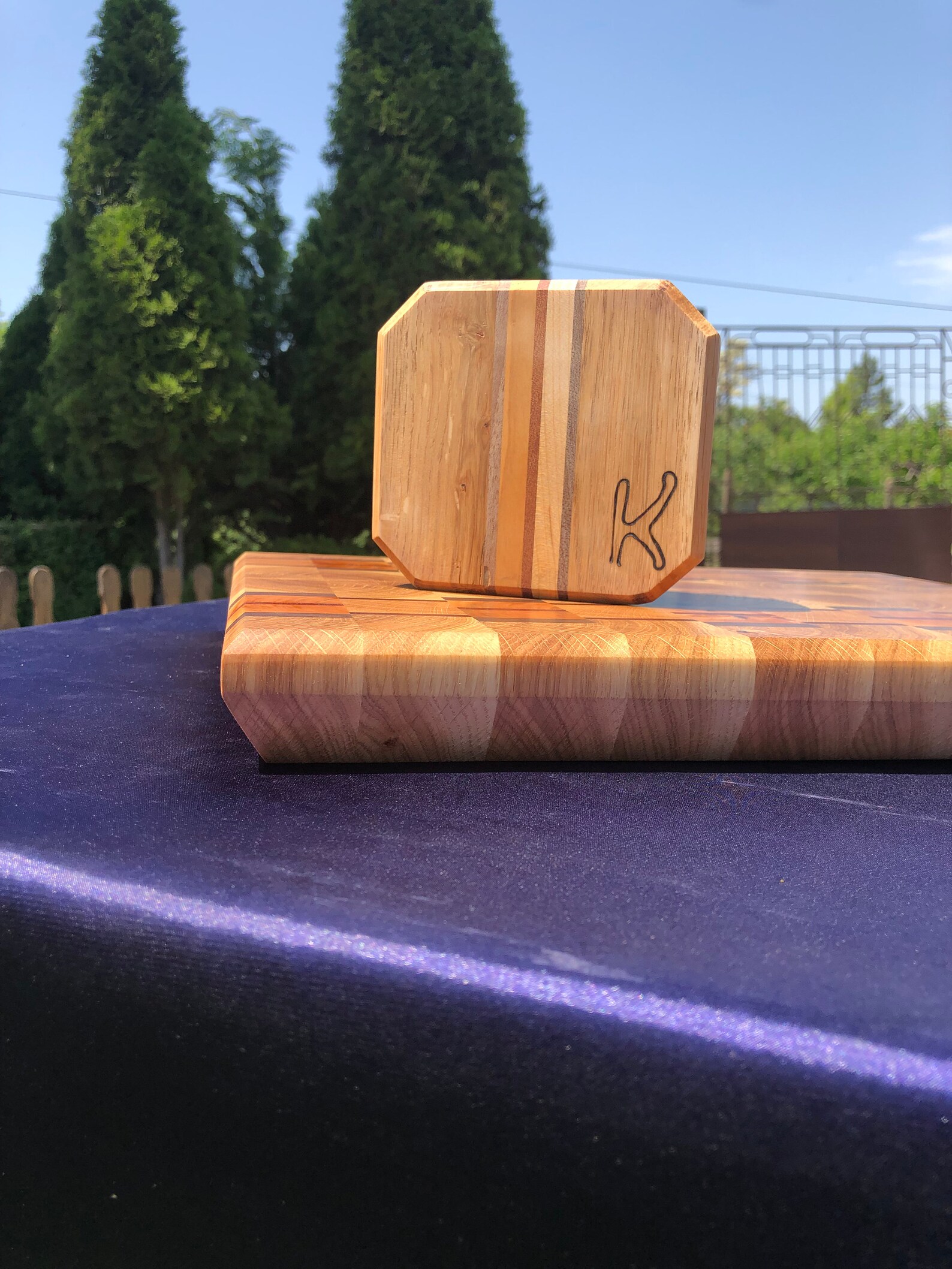 Designer End Grain Cutting Board With Matching Stand - Etsy