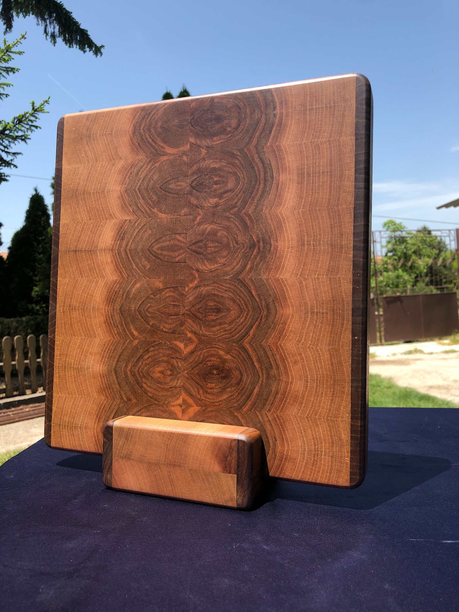 Designer End Grain Cutting Board With Matching End Grain Stand - Etsy