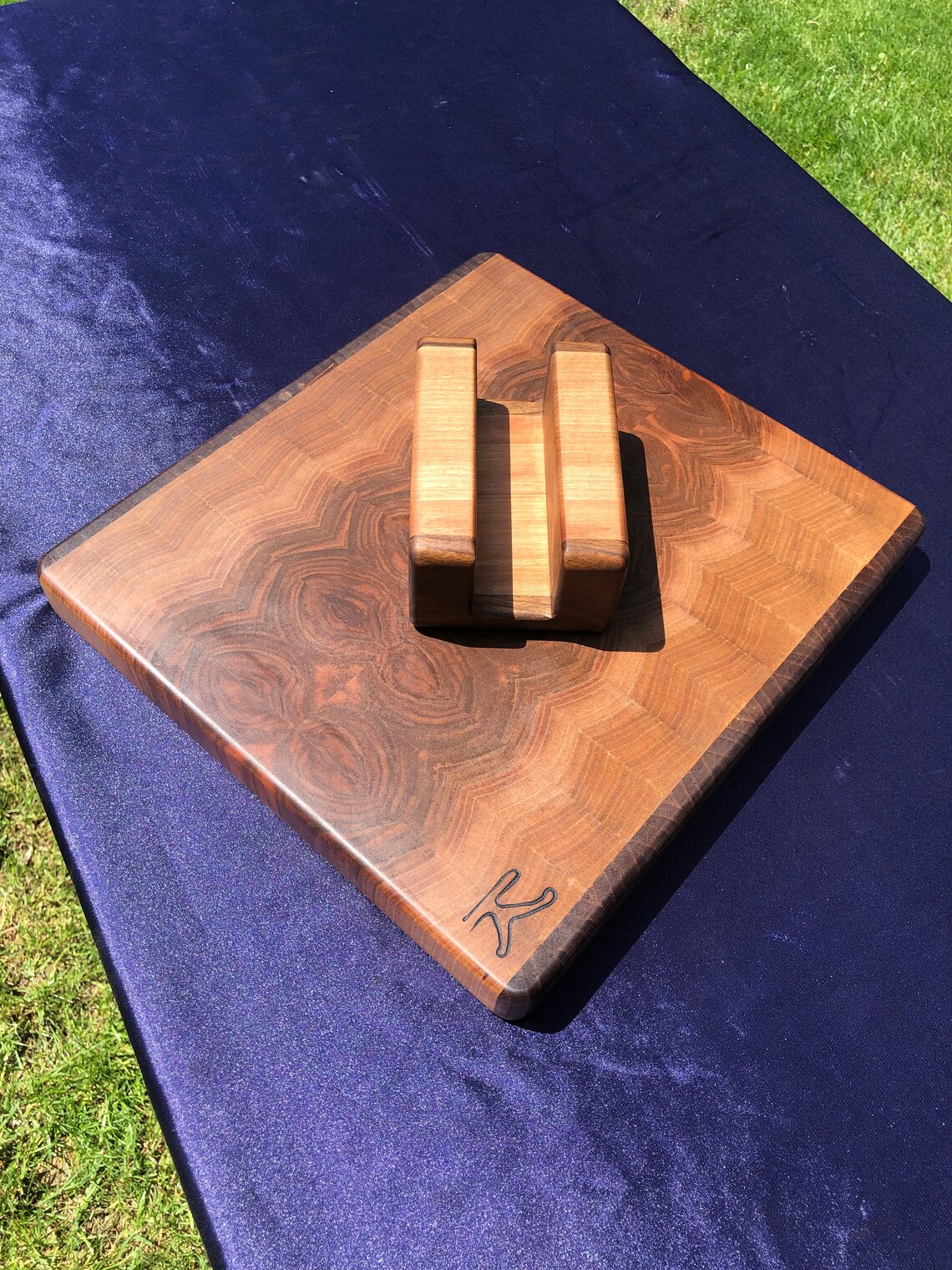 Designer End Grain Cutting Board With Matching End Grain Stand - Etsy