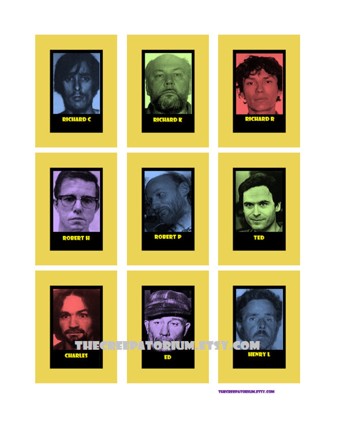 Serial Killer Guess Who Kit Printable Digital Download Custom | Etsy