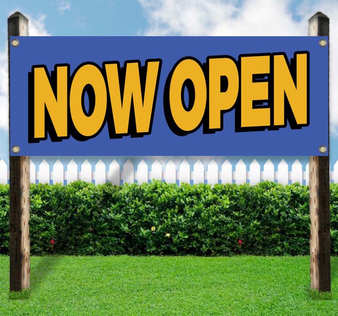 Now Open Banner, 13 Oz Premium Heavy Weight Vinyl Banner With Metal ...