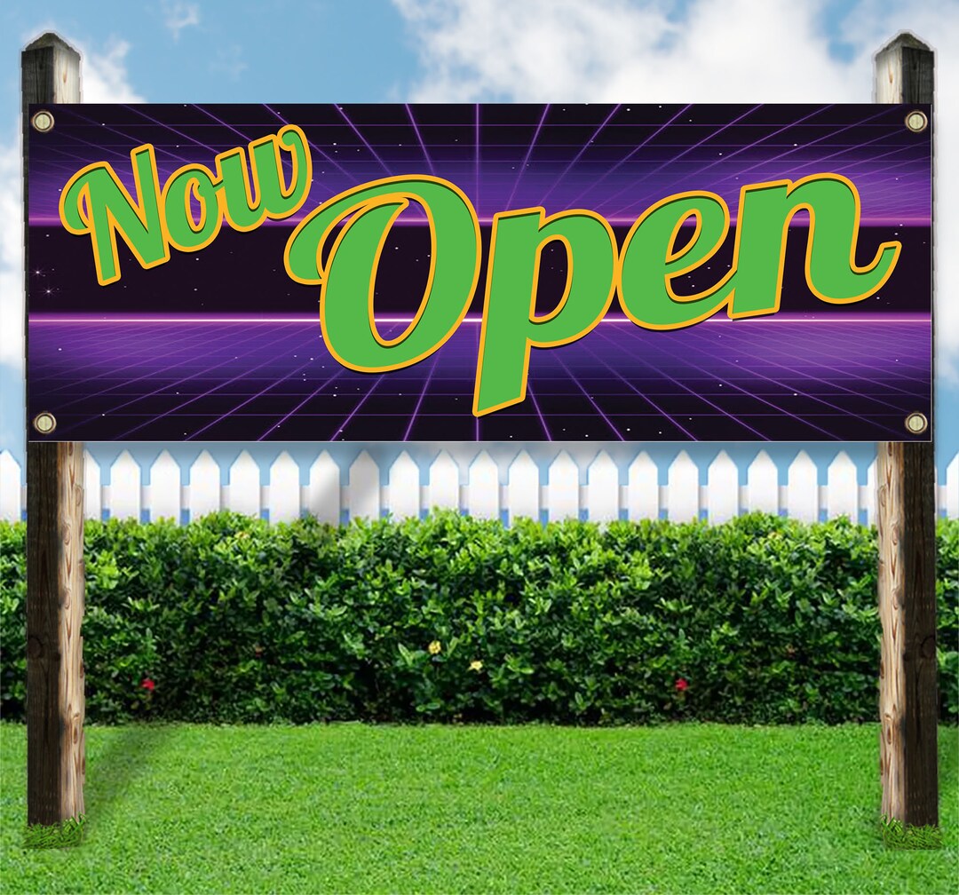 Now Open Banner, Premium Vinyl, Stitched Hem - Etsy