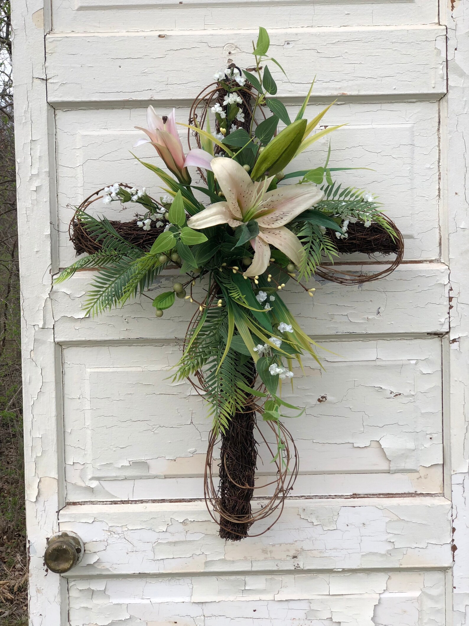 Spring Cross Wreath for Front Door Cross Wreath Summer | Etsy