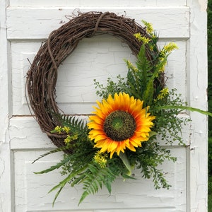 Single Sunflower Wreath for Front Door, Door Decor, Summer Wreath ...