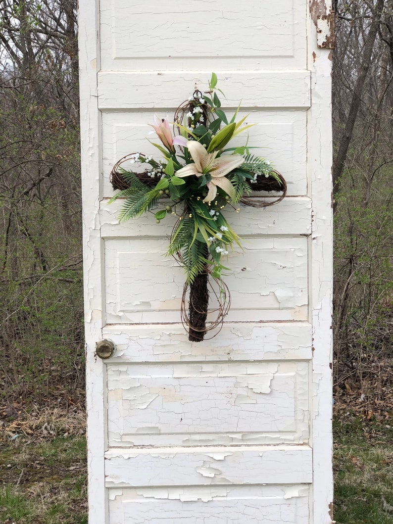 Spring Cross Wreath for Front Door Cross Wreath Summer | Etsy