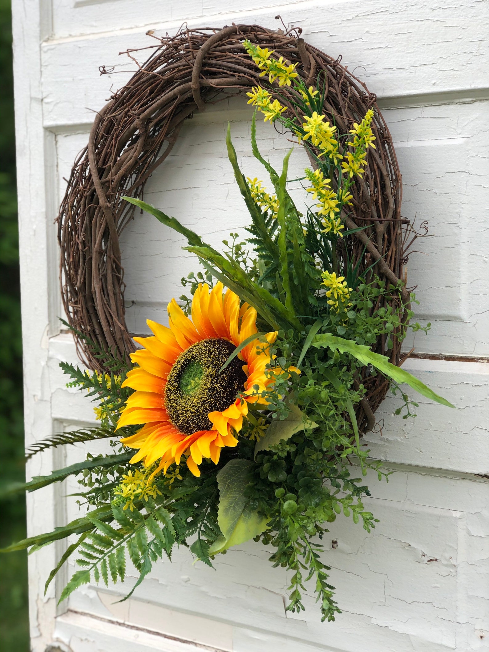 Single Sunflower Wreath for Front Door Door Decor Summer - Etsy
