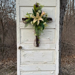 Spring Cross Wreath for Front Door, Cross Wreath, Summer Wreath, Easter Door Wreath, Wreath Door ...