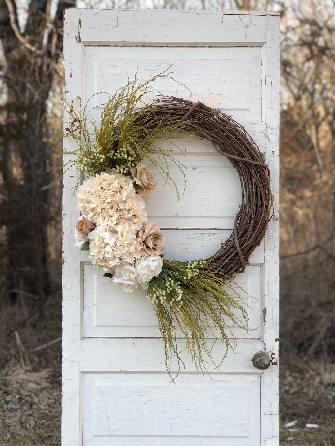 Wreath for Front Door, Year Round Door Wreath, Rustic Wedding Wreath ...