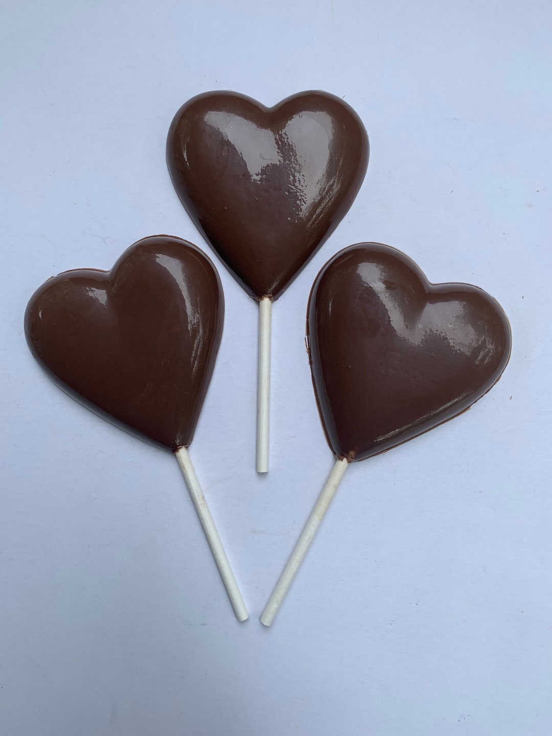 12 Chocolate Heart Pops Chocolate Heart Suckers Chocolate Heart ...