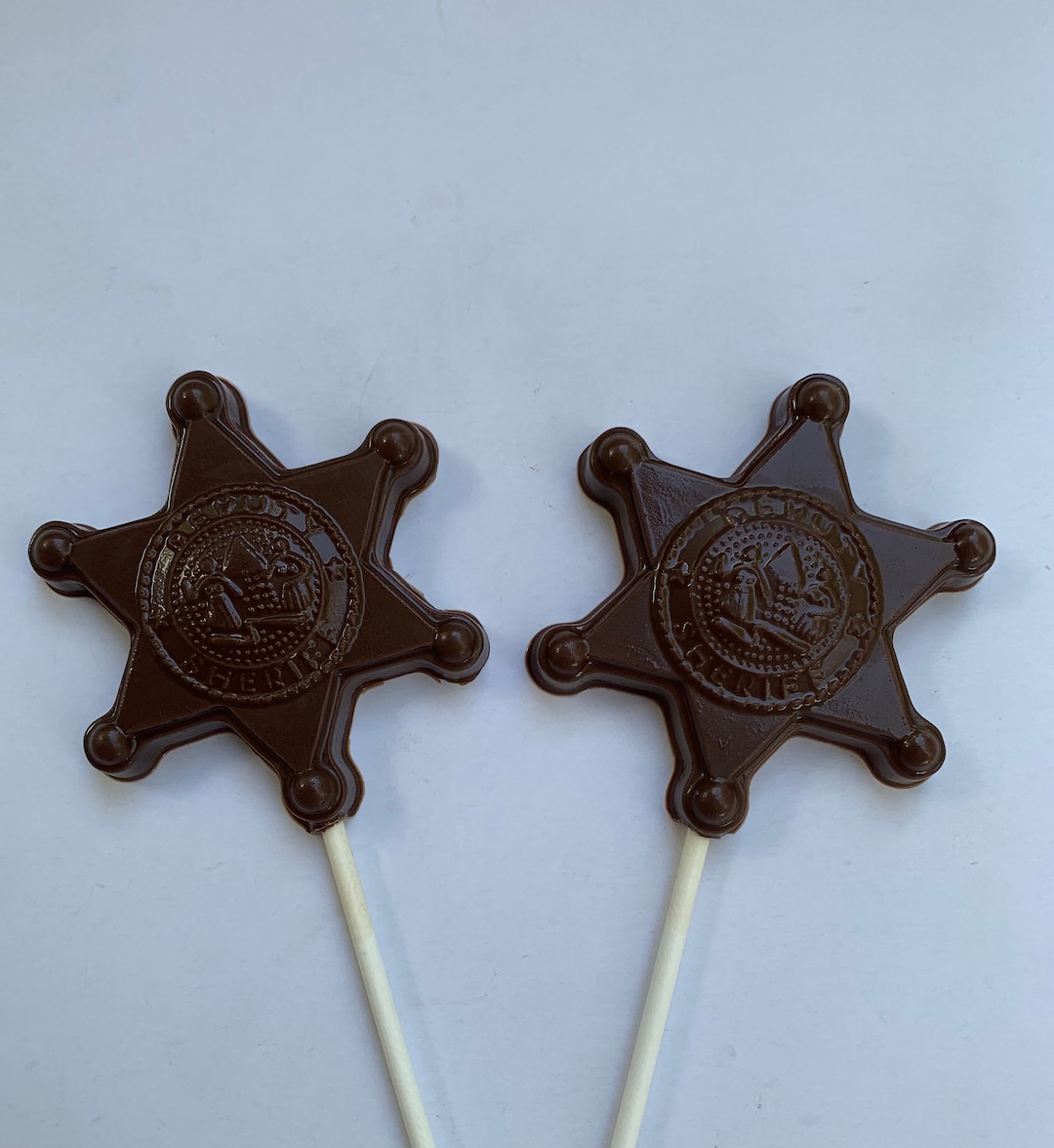 10 Chocolate Sheriff's Badge Pops Chocolate Sheriff's Badge Suckers ...