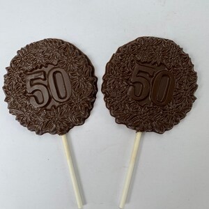12 50th Birthday Chocolate Pops Chocolate 50th Suckers Chocolate 50 ...
