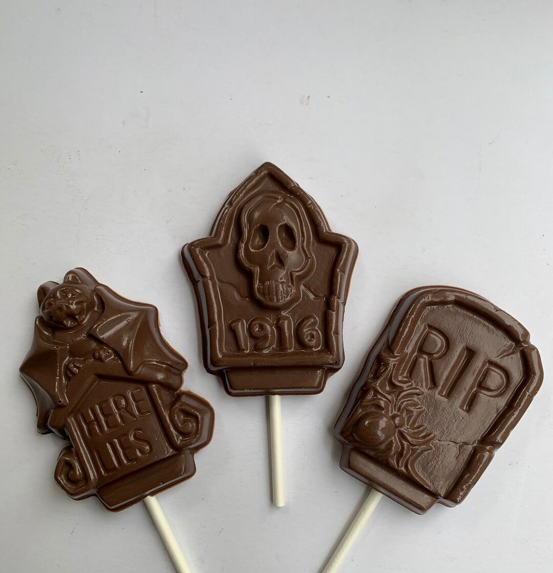 12 Chocolate Tombstone Pops Chocolate Tombstone Suckers Chocolate ...