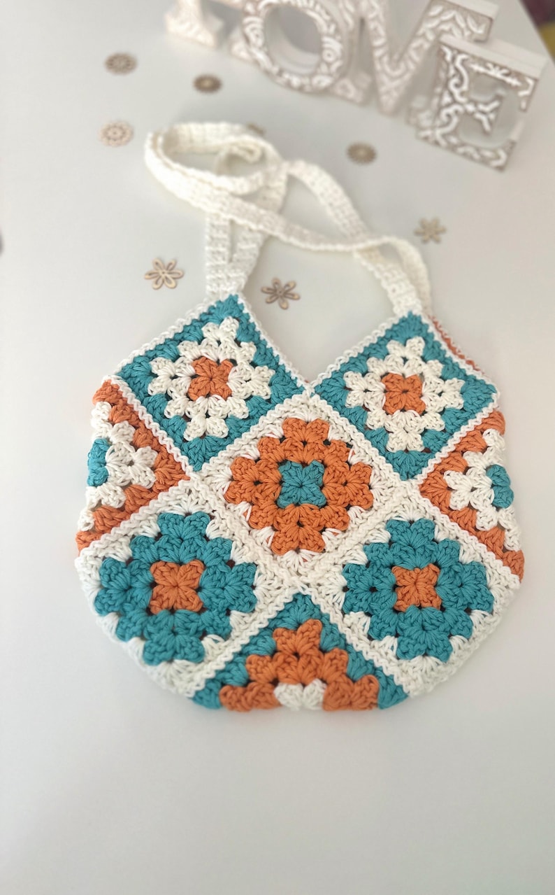 Granny Square Crochet Tote Bag Pattern, Coastal Summer Handbag (PDF ...
