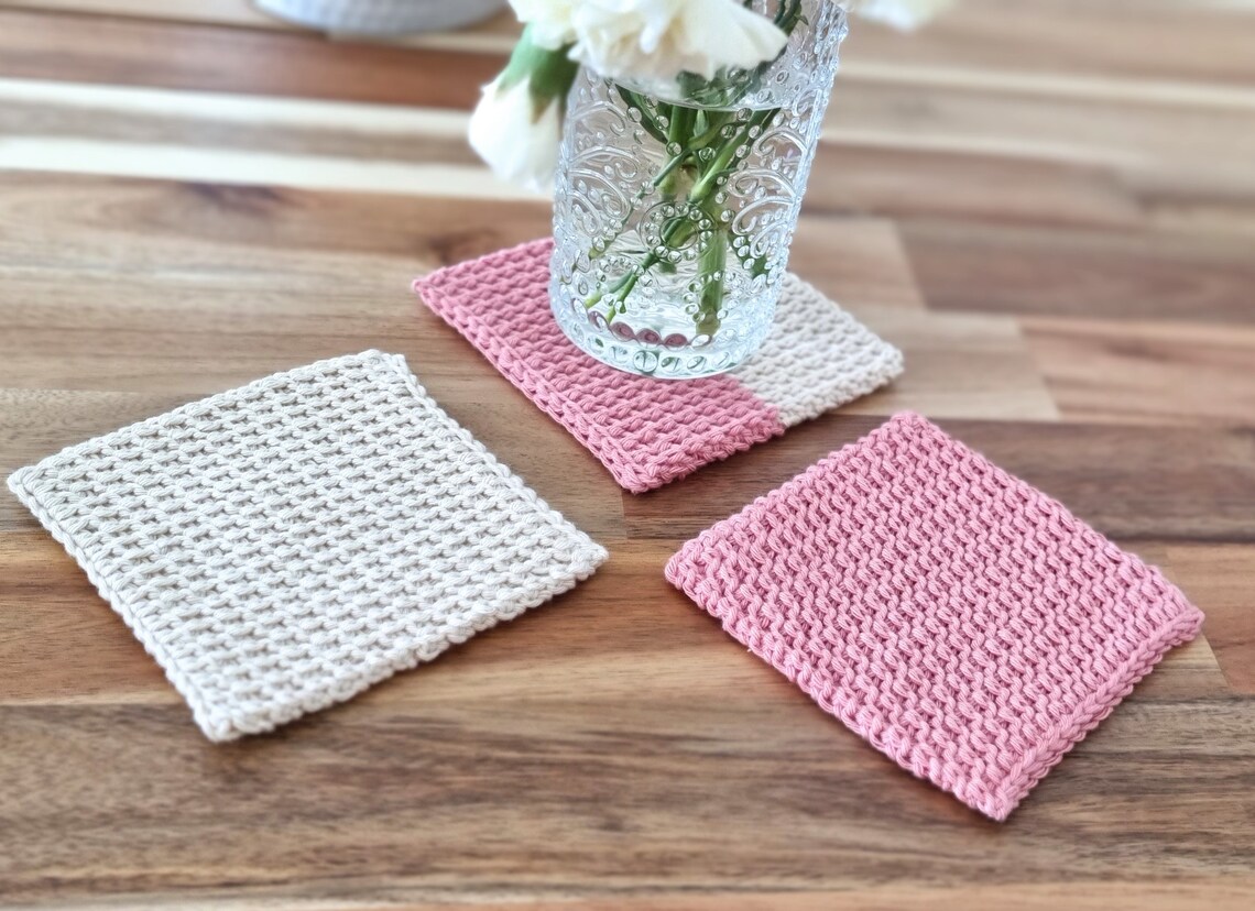 CROCHET PATTERN Crochet Square Coaster Textured Crochet - Etsy