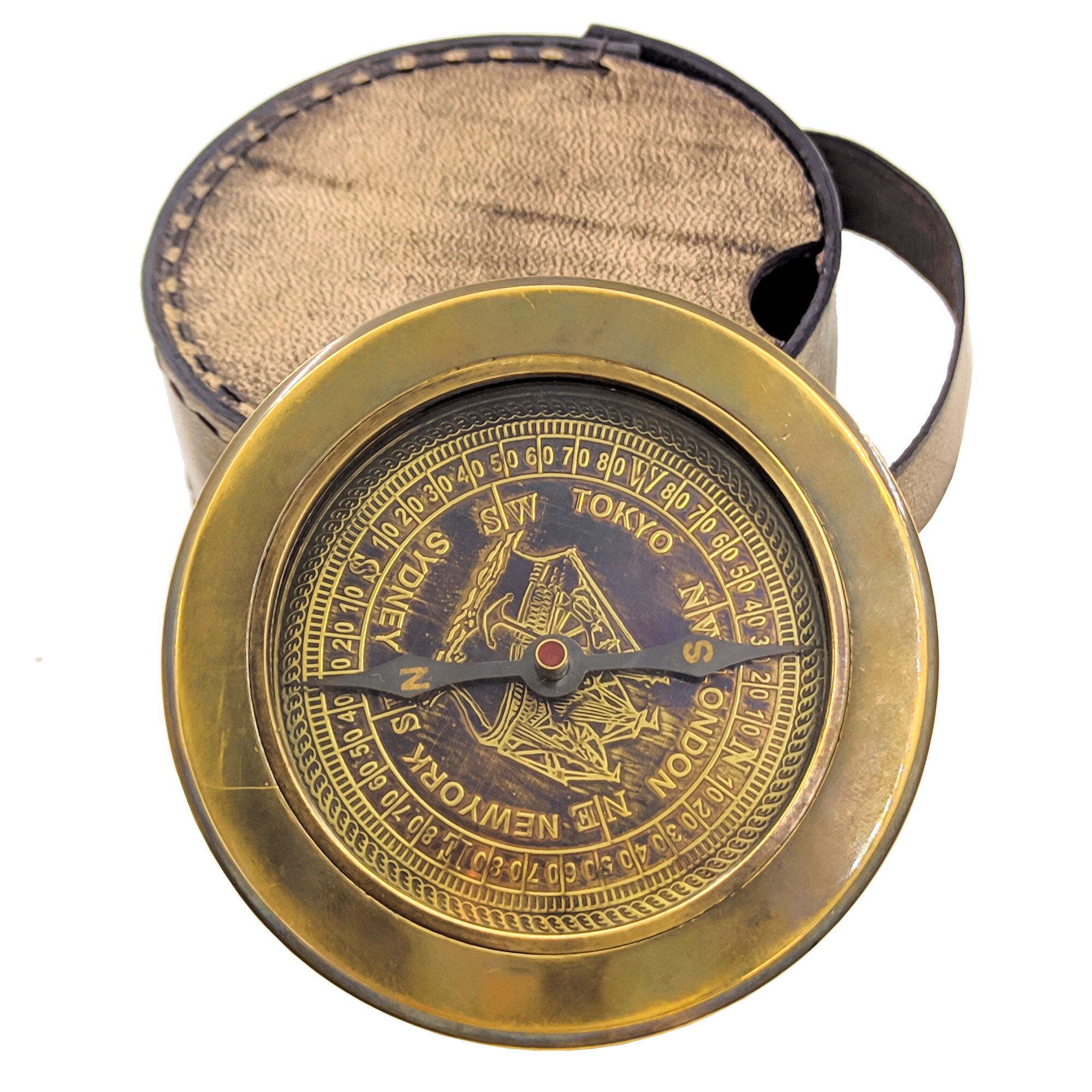 Brass Nautical Desktop Compass With Magnifying Glass Compass Back Side Design Beautiful Ethnic ...