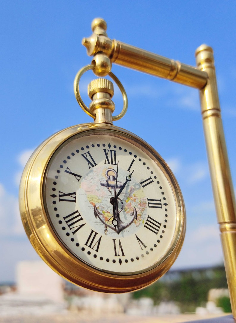 Brass Desk Clock With Wooden Base Desk Clock Table Clock - Etsy