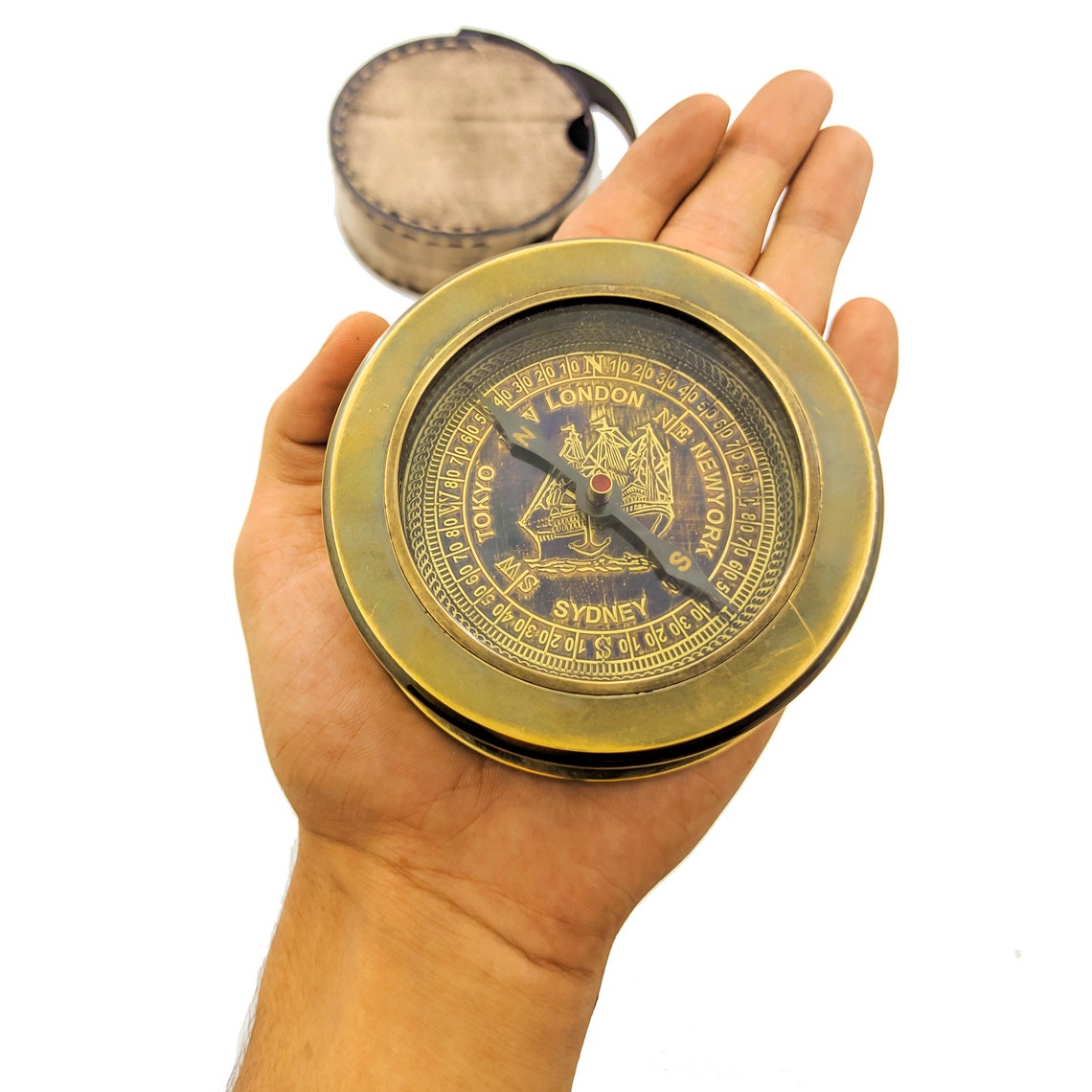 Brass Nautical Desktop Compass With Magnifying Glass Compass - Etsy