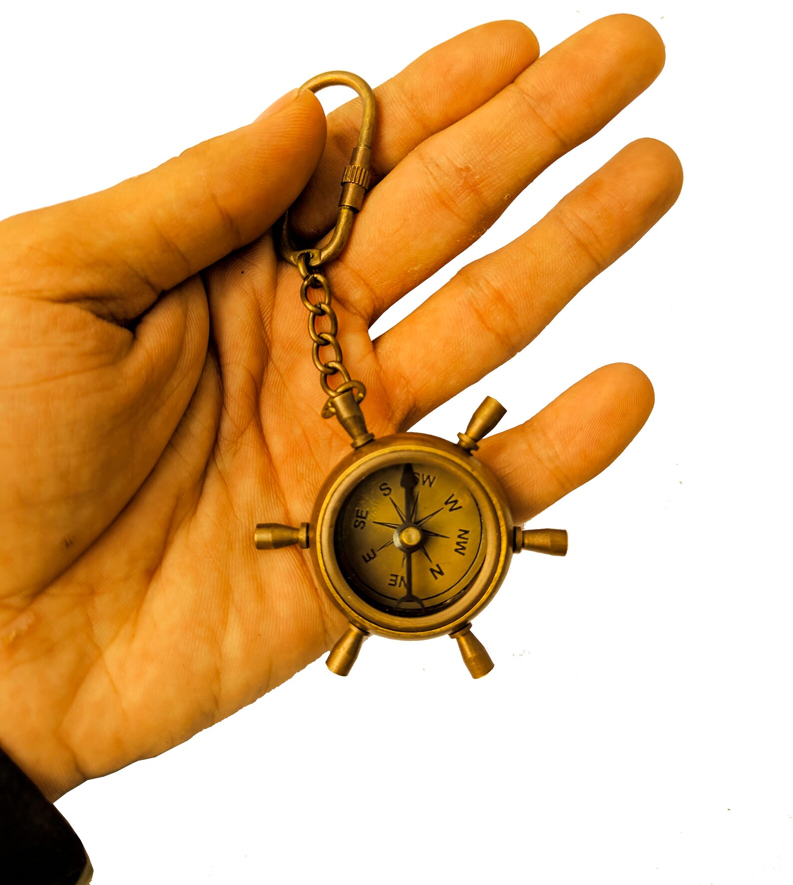 Brass Antique ROSS LONDON Compass Keyring Keychain - Etsy