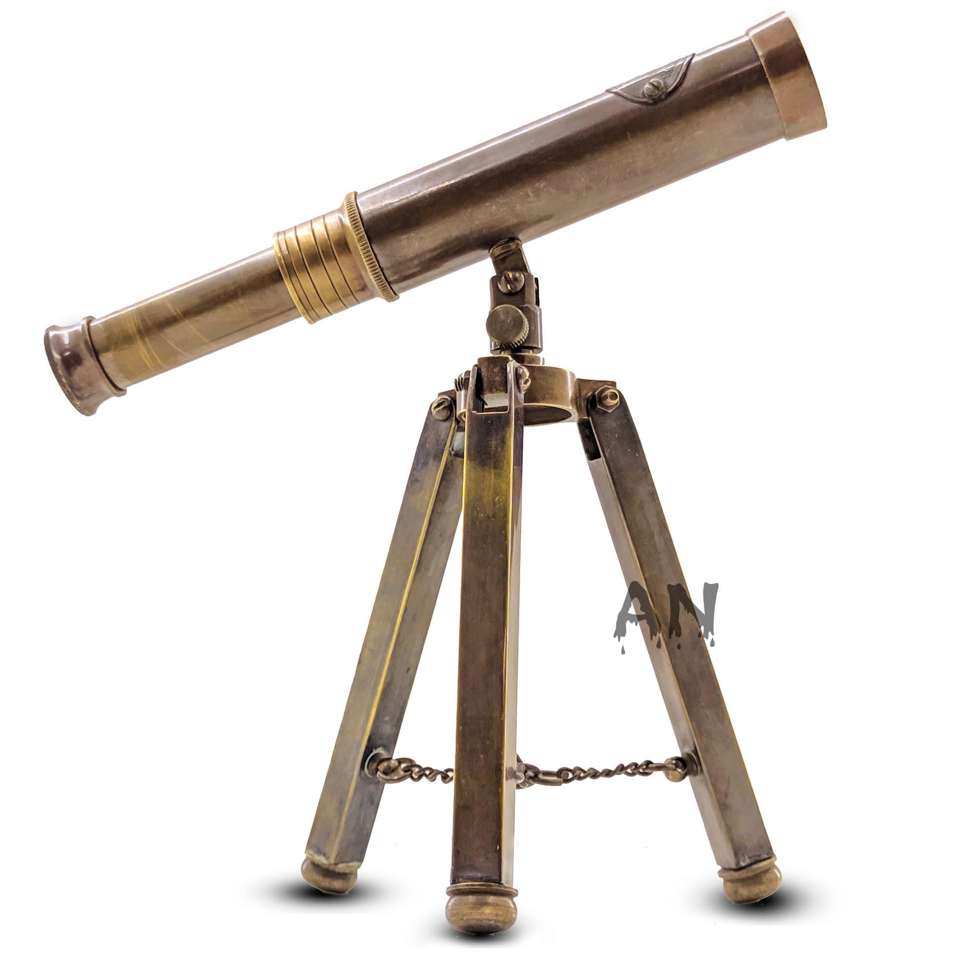 Brass Marine Miniature Telescope With Tripod Desktop Birthday Gift ...