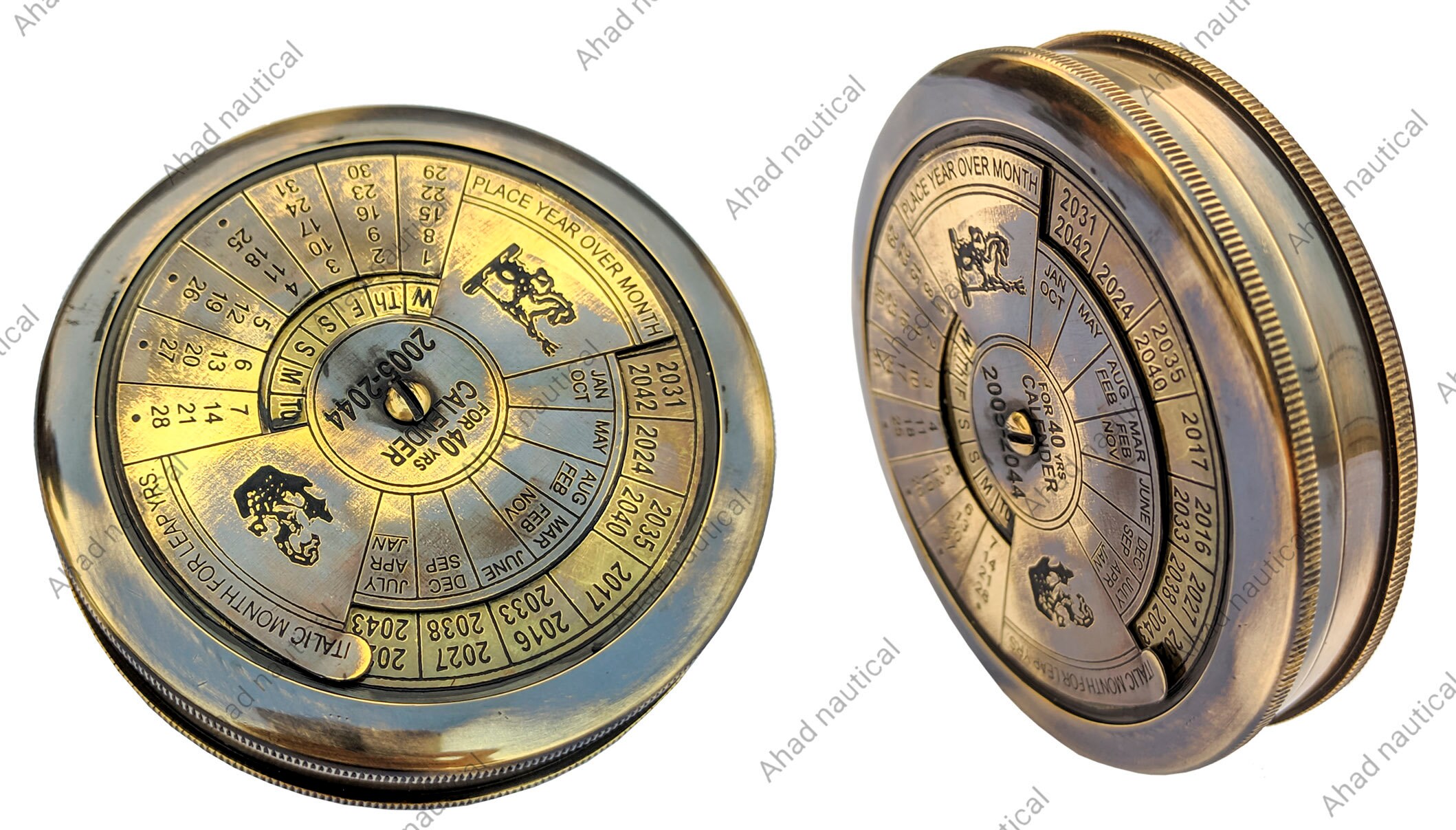 Brass Nautical 40 Years Calendar Compass With Leather Case - Etsy