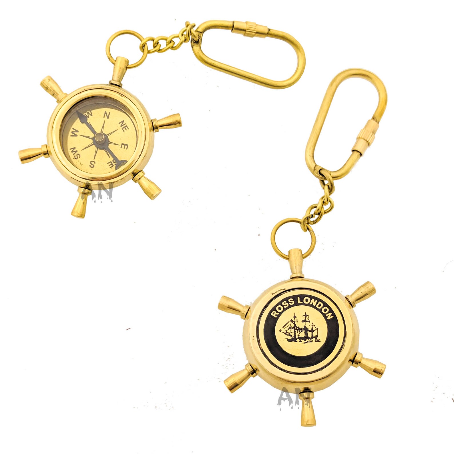 Brass Ship Wheel Compass Key Ring, Key Chain, Gift Keyring, Unique Gift ...