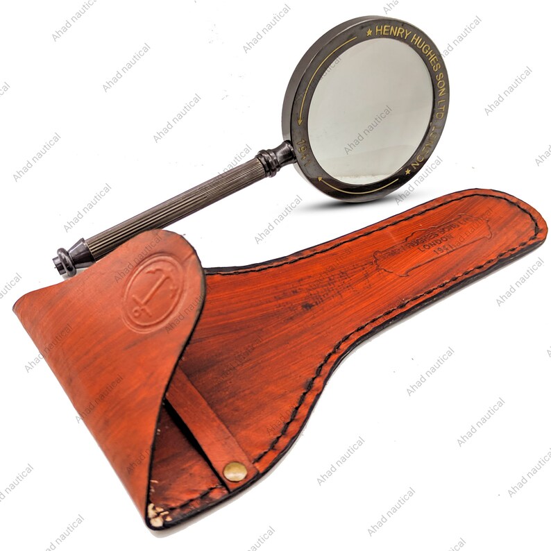 Brass Engraved Handheld Magnifying Glass With Leather Cover - Etsy