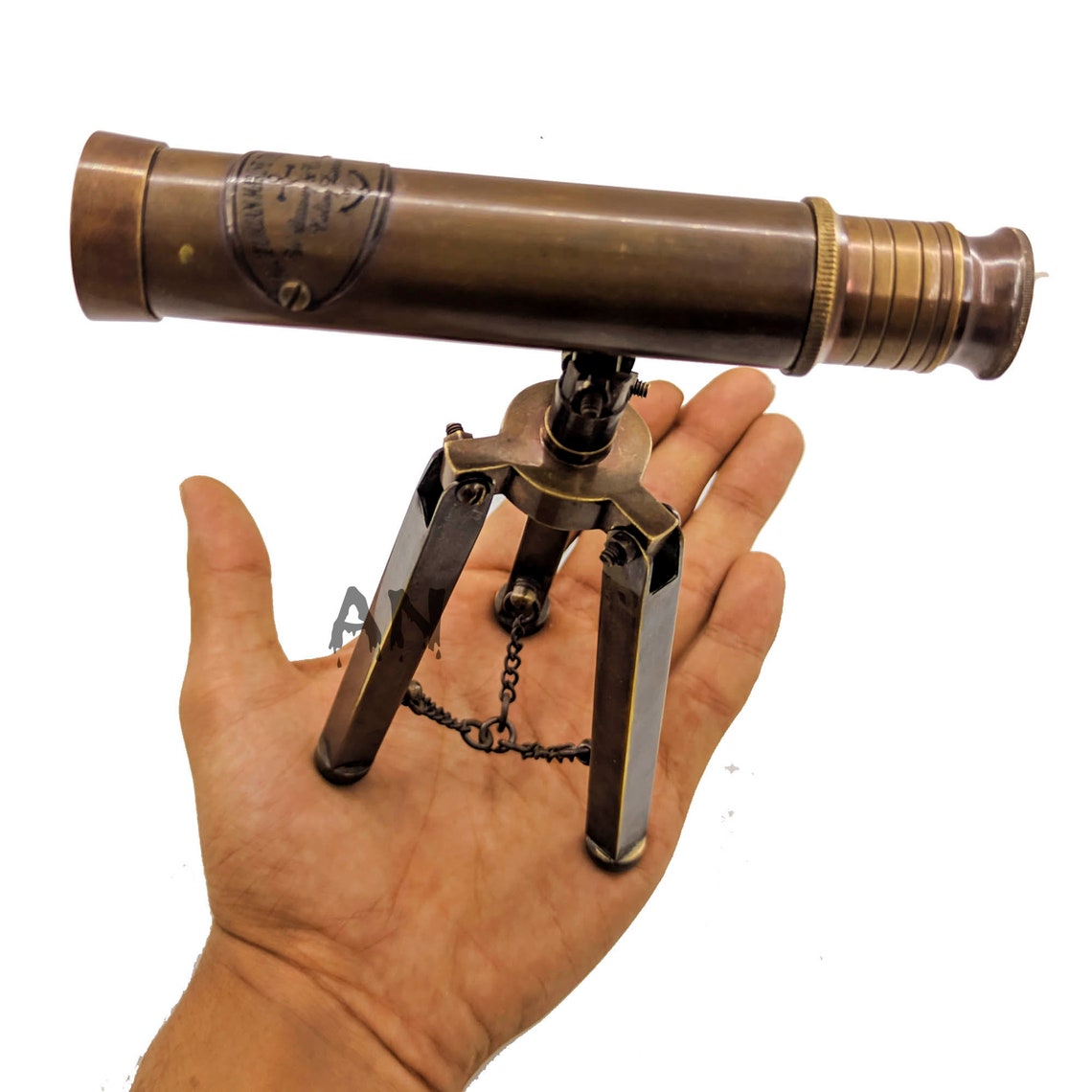 Brass Marine Miniature Telescope With Tripod Desktop Birthday Gift ...