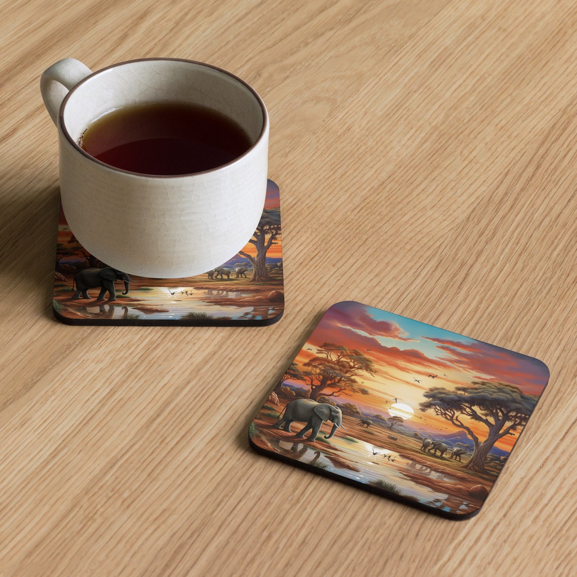 African Wild Life Cork-back Coaster - Etsy