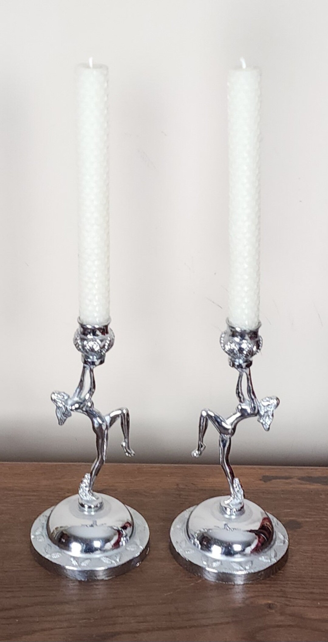 1920s ANTIQUE Pair of ART DECO Dancing Ladies Chrome Candlesticks - Etsy