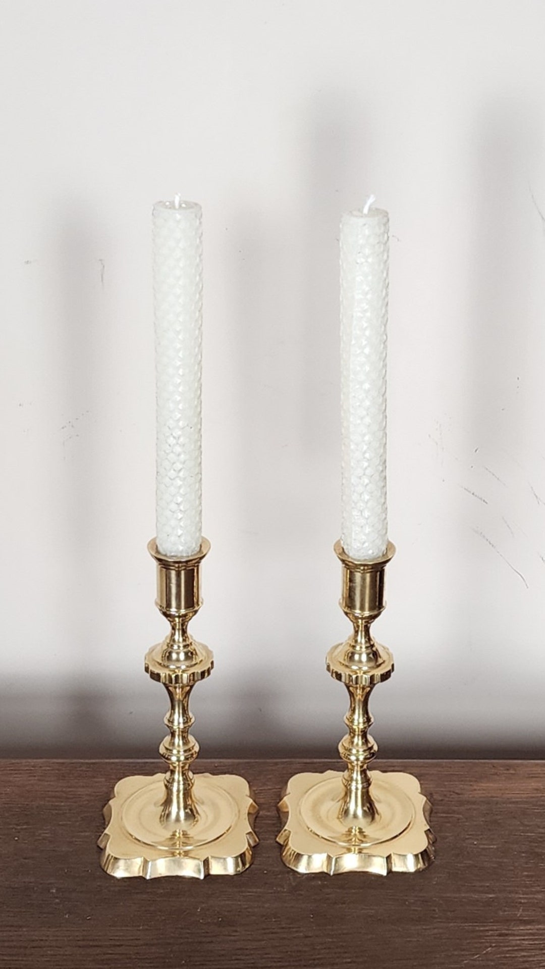 1950s Beautiful Pair of GEORGIAN Style Brass Candlesticks Made by MALM ...