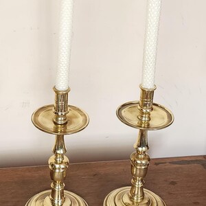 1950s A Pair of Tall High-quality Brass Candlesticks With Round Bases ...