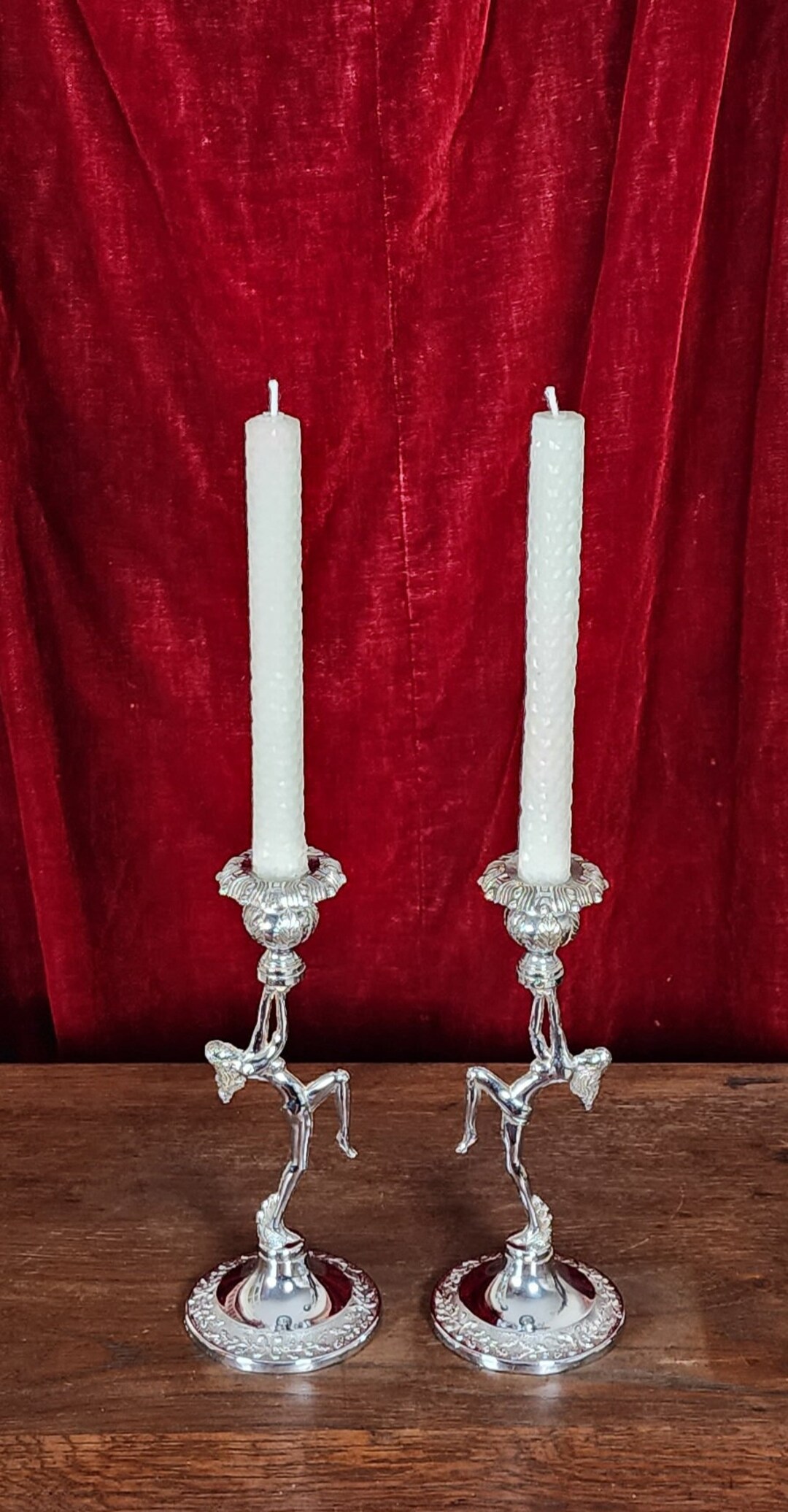 1920s Antique Pair of ART DECO Dancing Ladies Chrome Candlesticks - Etsy