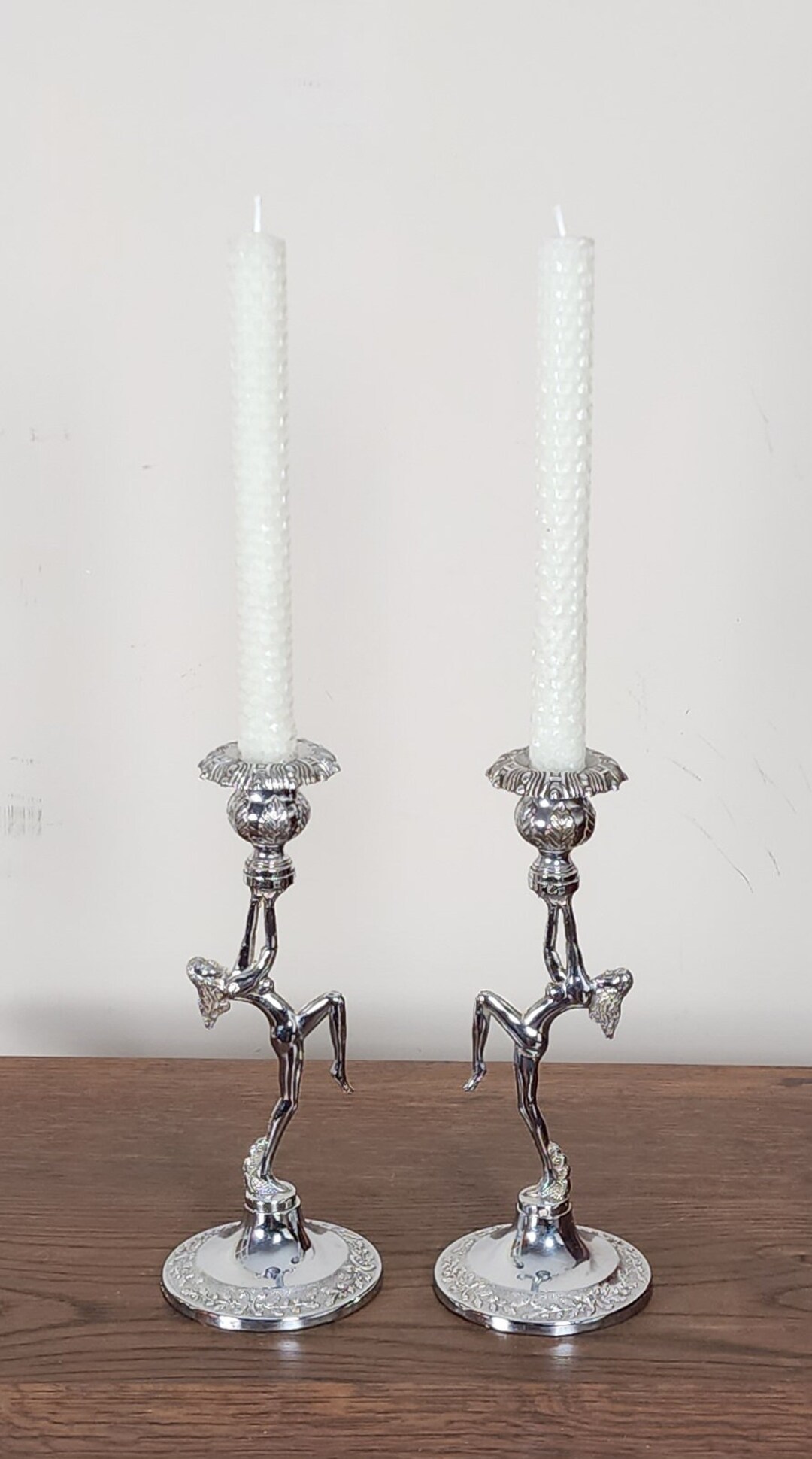 1920s ANTIQUE Pair of ART DECO Dancing Ladies Chrome Candlesticks - Etsy