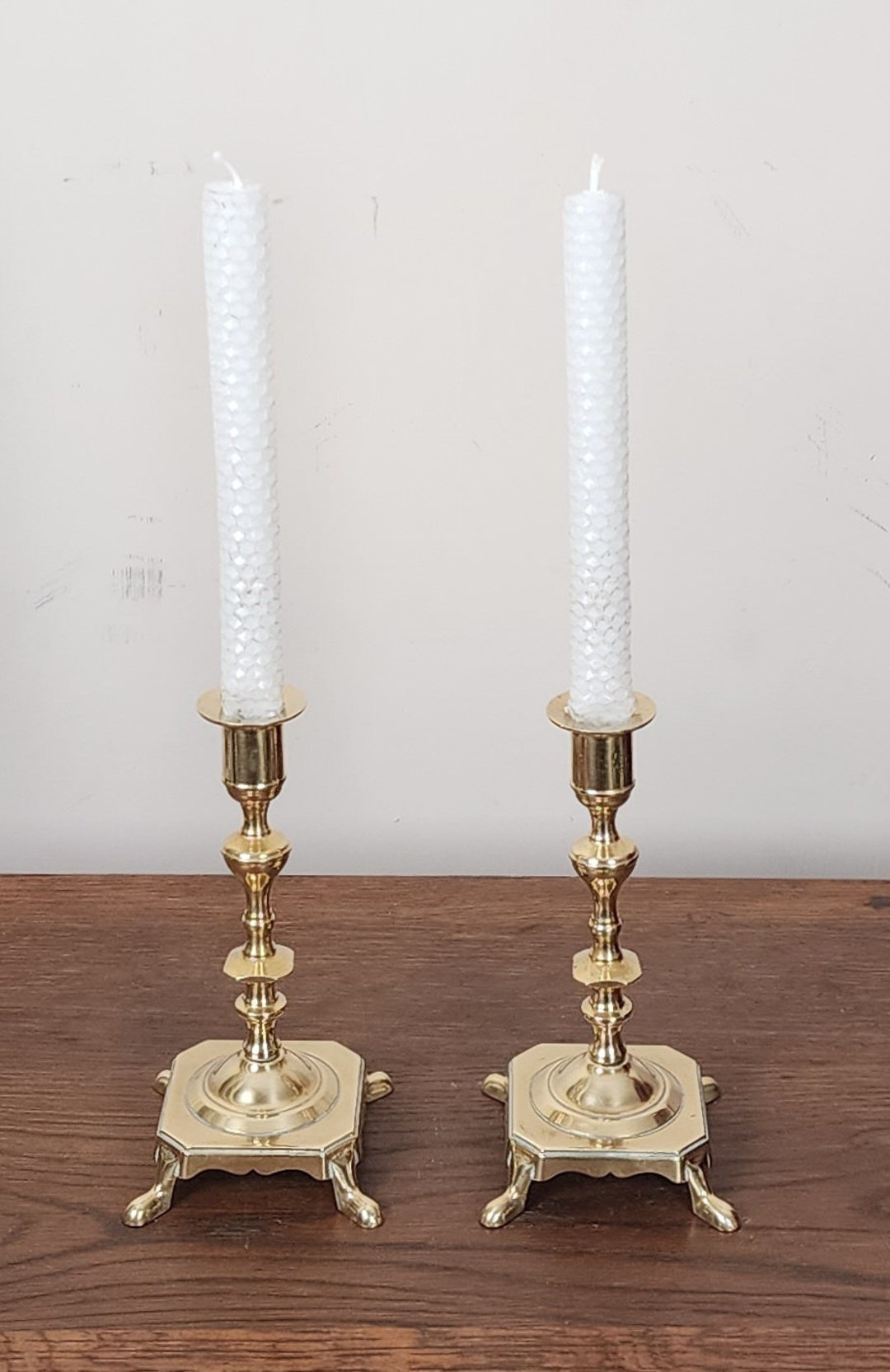 1950s Pair of HIGH-QUALITY Baluster Brass Candlesticks With Raised ...