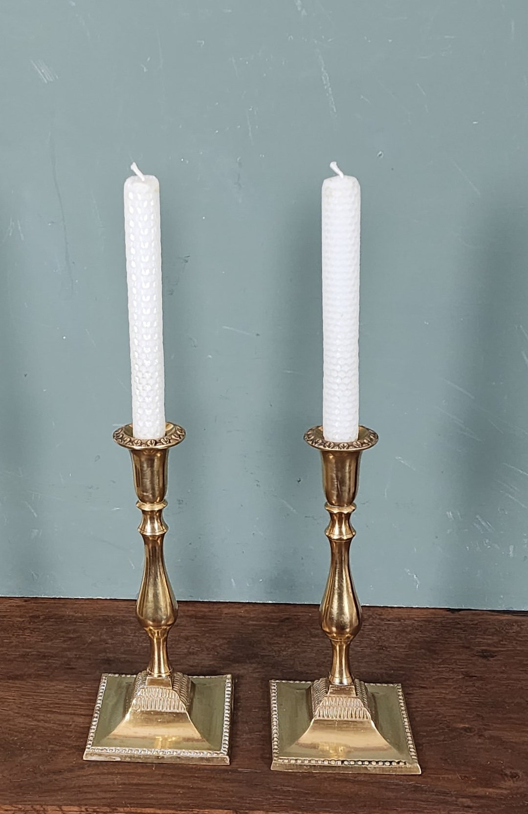 1950s Large Pair of GEORGIAN Style Solid Brass Candlesticks - Etsy
