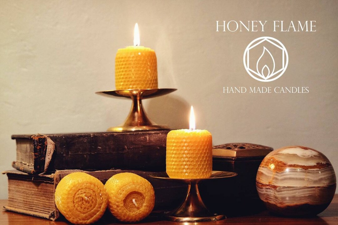 Chunky Beeswax Pillar Candles (set of 4), Eco-friendly - Etsy