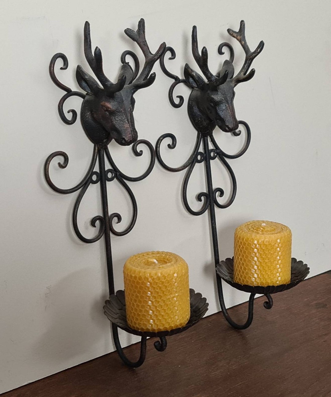 2000 Pair of Black Metal Stag Wall Sconces - Etsy