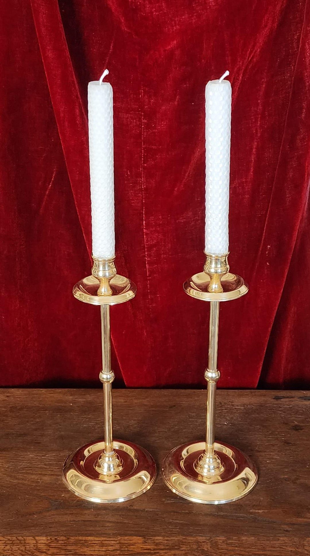 Vintage 1950s Brass Candlesticks, Bamboo Style, Tall Pair - Etsy