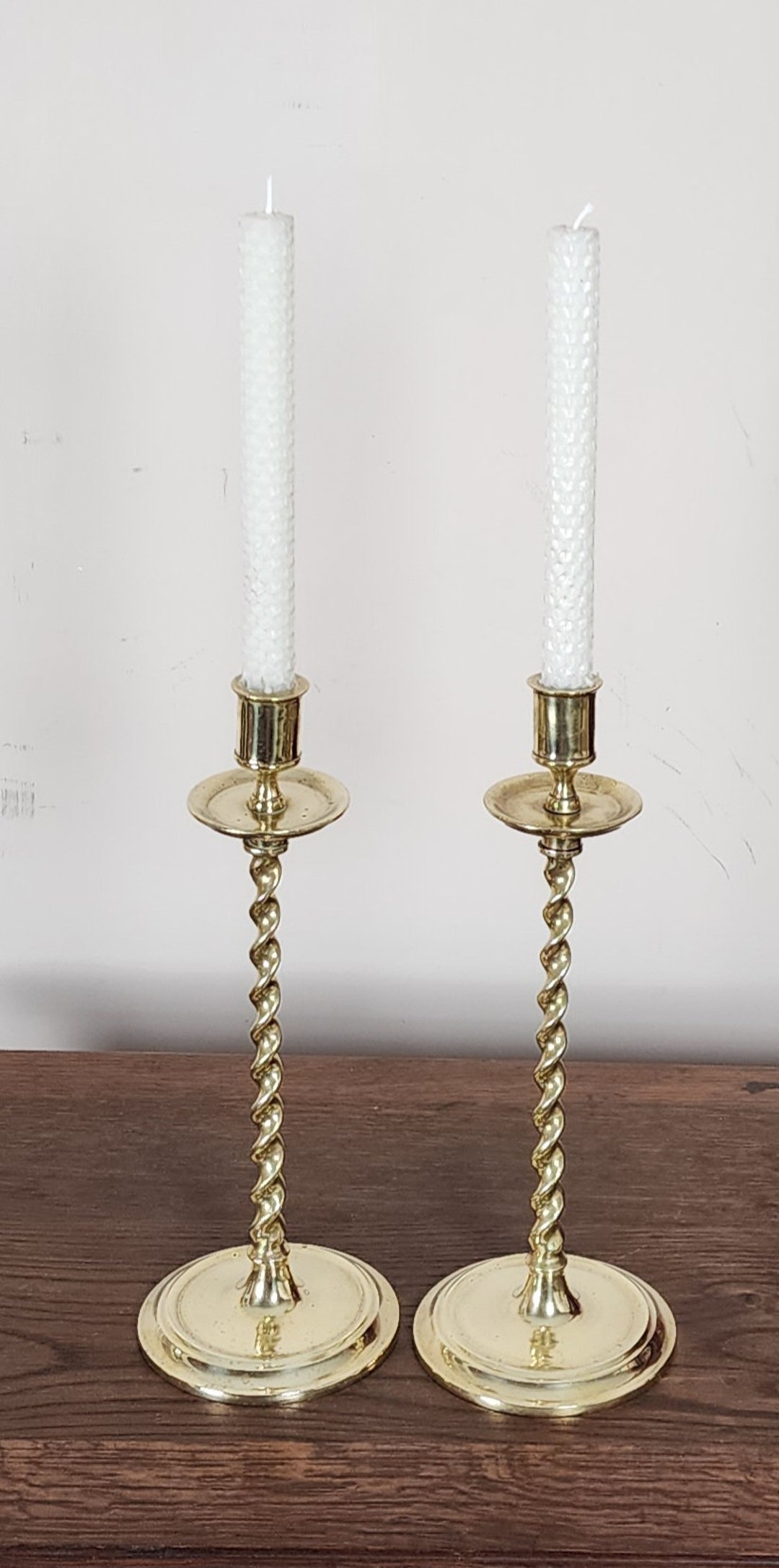 1920s Antique TALL EDWARDIAN Pair of Brass Barley Twist Candlesticks - Etsy