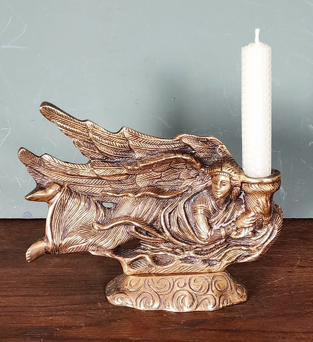 1950s RARE Greco-romanesque ANGEL in Flight Brass Candle Holder - Etsy