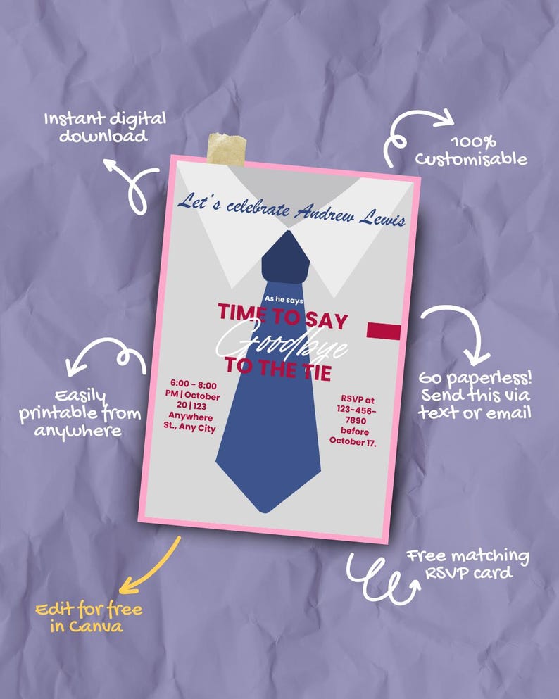 Retirement Party Invitation: Goodbye to the Tie, Editable Canva ...