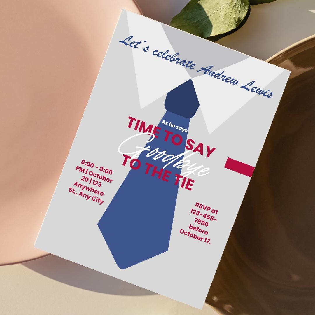 Retirement Party Invitation: Goodbye to the Tie, Editable Canva ...