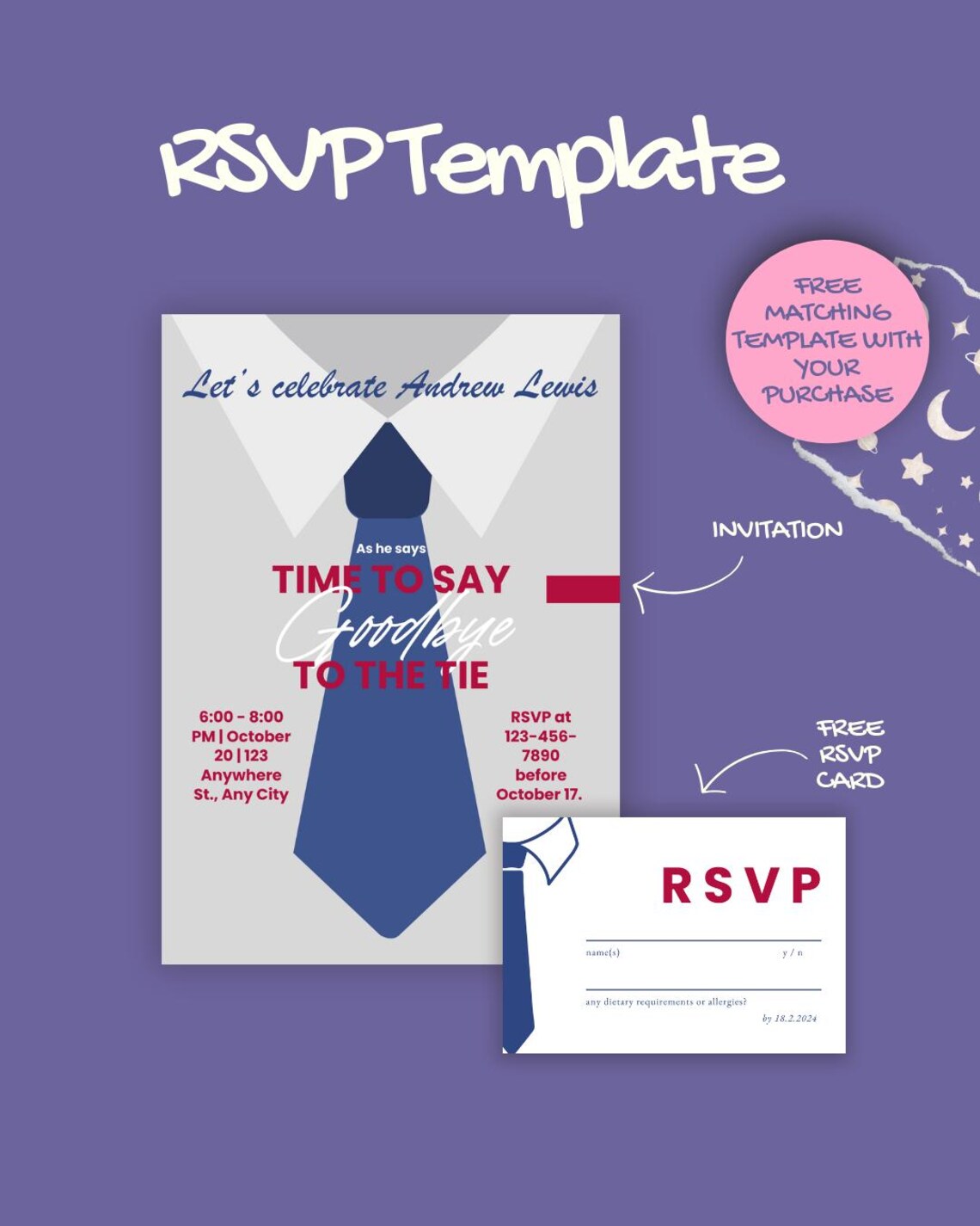 Retirement Party Invitation: Goodbye to the Tie, Editable Canva ...