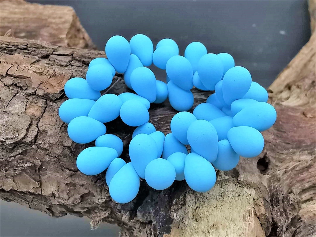 20 "unicorn"-colored Neon Blue Drops 9 X 6 Mm - Pear Tear Drop - Opaque ...