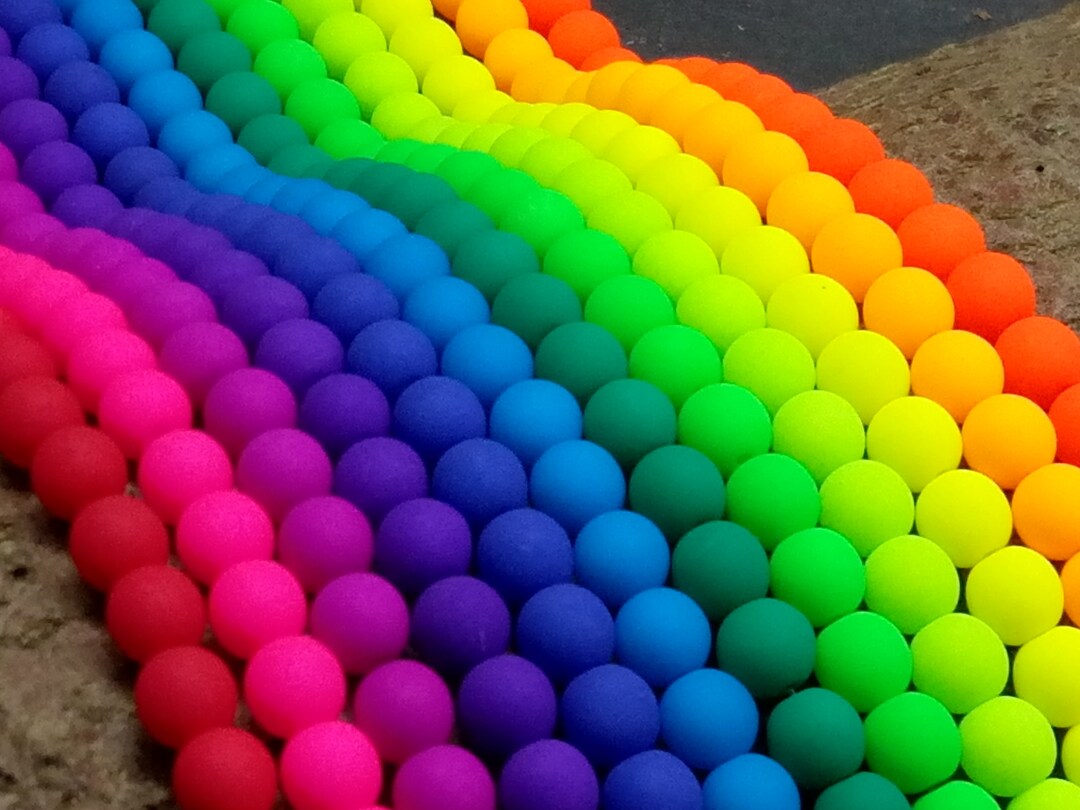 144 Pcs. Bohemian NEON Round Glass Beads 6 Mm - Hole 0.8 Mm - Matte ...