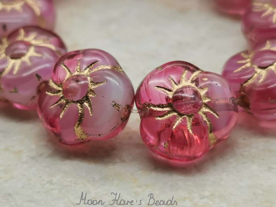 10 Mini Pansies 9 Mm - Glass Combination Pink Clear and Pink Opaque ...
