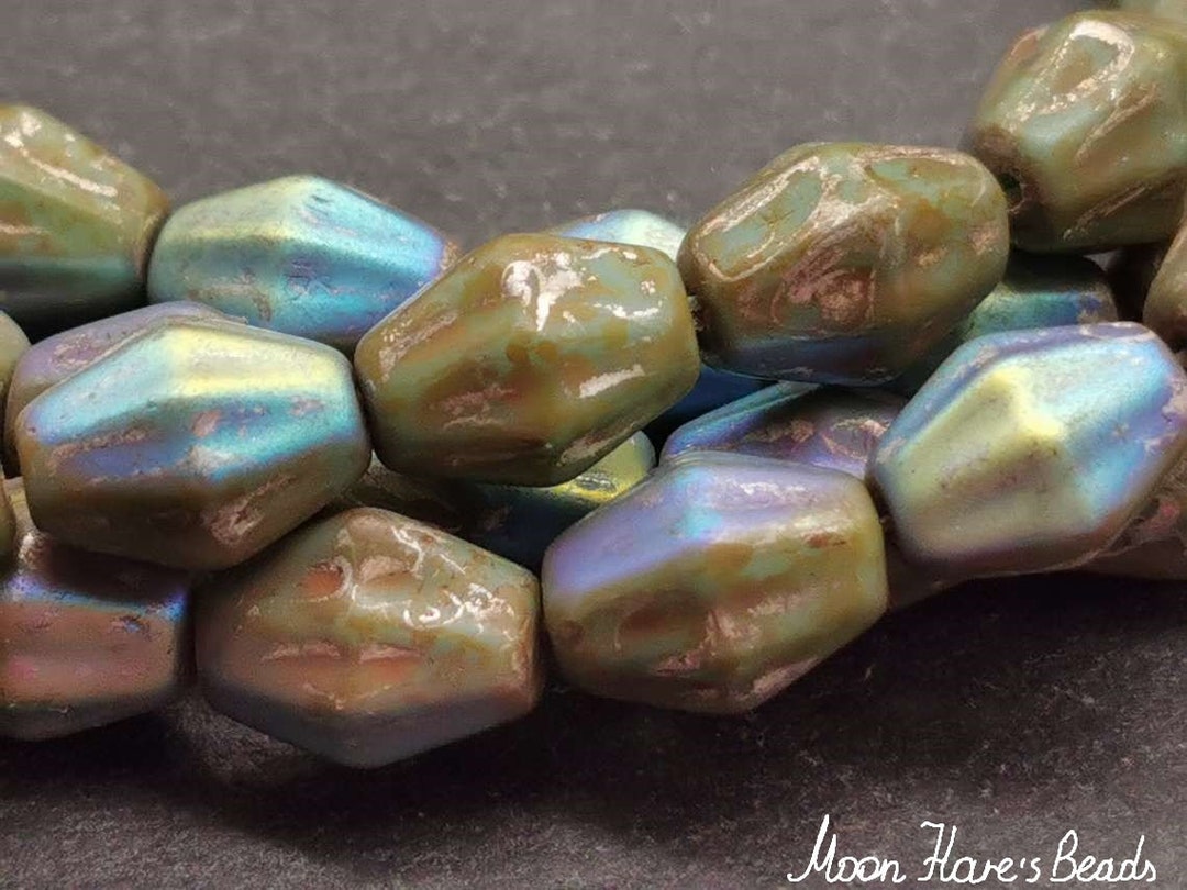 6 Double Cones 10 X 8 Mm - Bicones - Bohemian Glass Beads - Grooved ...